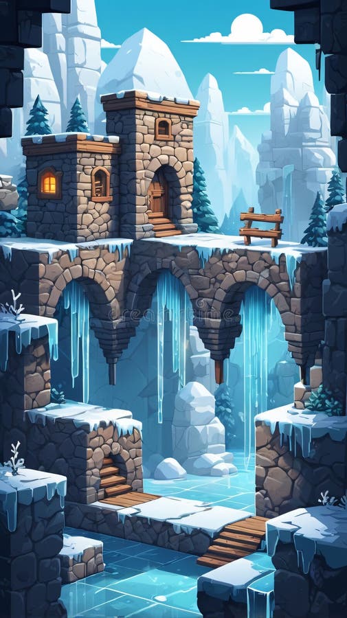 Pixel Game Level Design. Platform Game Asset, Brick, Stones Building 8 ...