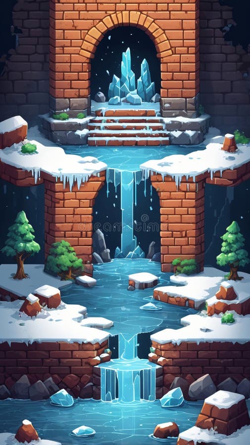 Pixel Game Level Design. Platform Game Asset, Brick, Stones Building 8 ...