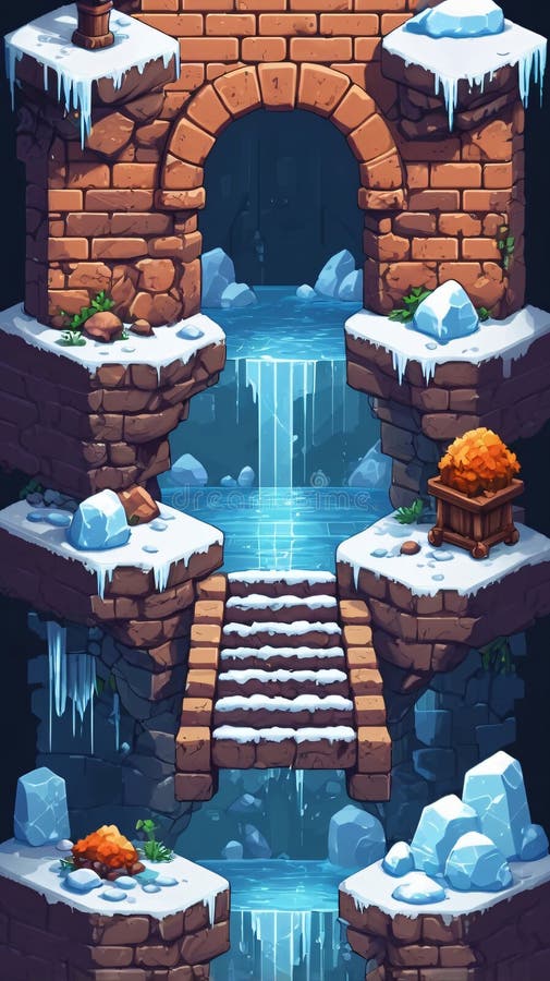 Pixel Game Level Design. Platform Game Asset, Brick, Stones Building 8 ...