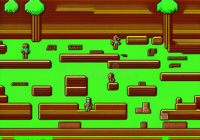 Pixel Game Scene, Generative AI Illustration Stock Illustration ...