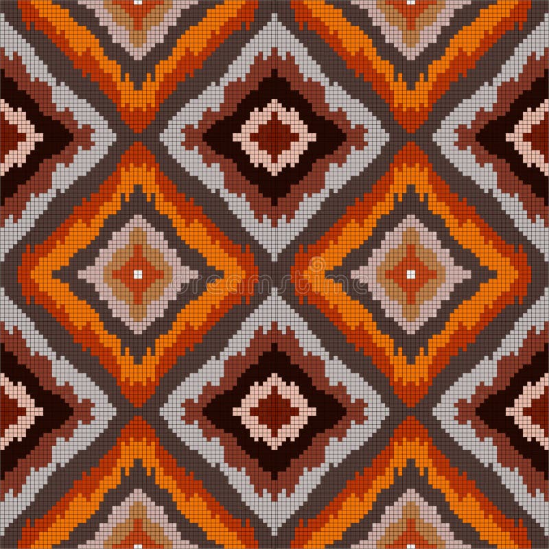 Pixel Geometric Background in Retro Style Seamless Pattern Vector ...