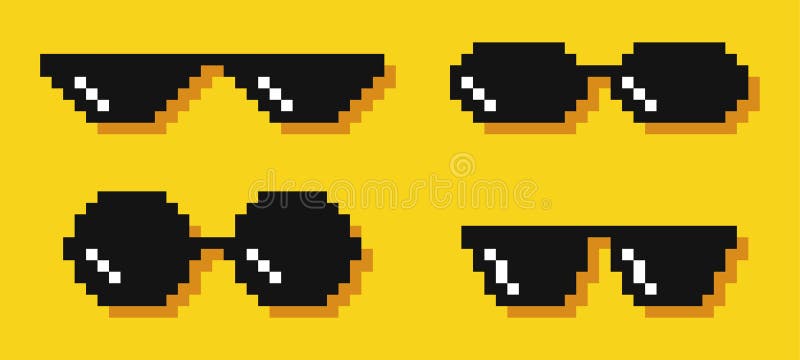 Pixel Glasses. Meme. Bandit Hit Points. 8-bit. Video Game Style. Vector ...