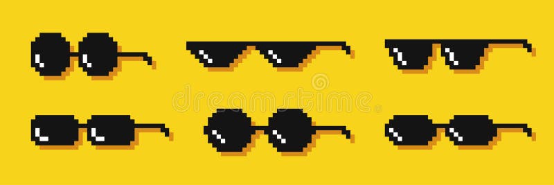 Pixel Glasses. Meme. Bandit Hit Points. 8-bit. Video Game Style. Vector ...