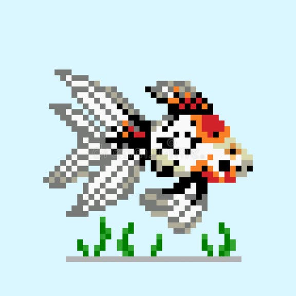 Pixel Goldfish Image 8 Bit Cross Stitch Pattern Stock Vector ...