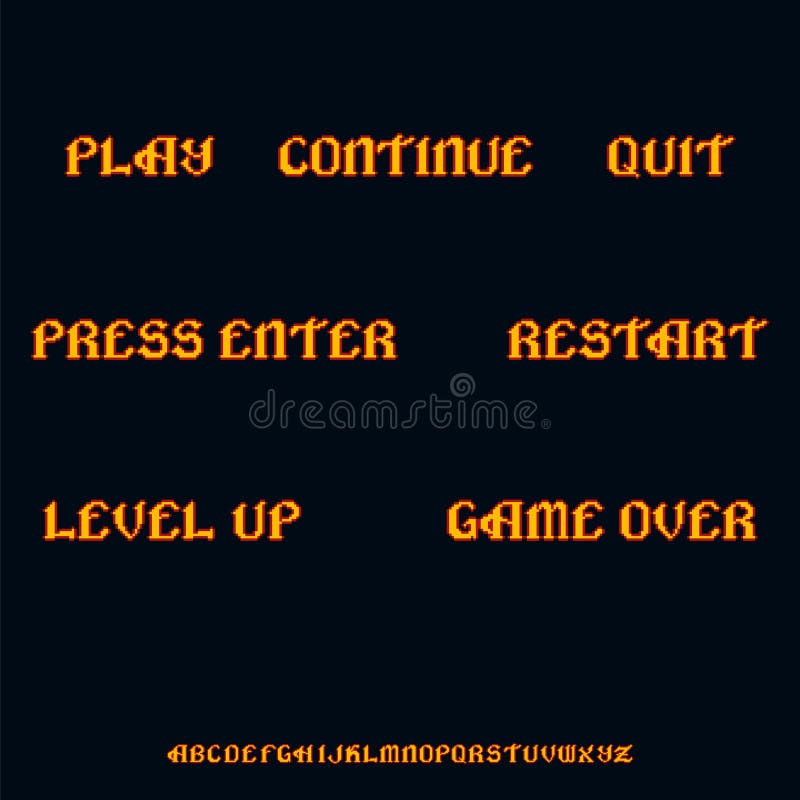 Pixel Gothic Game UI Text and Font - Vector Pixel Art Stock ...