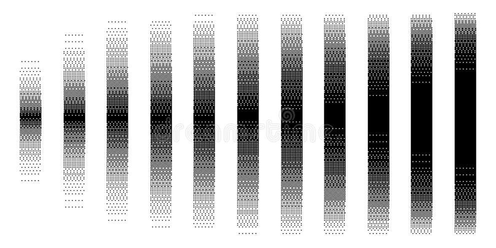 Pixel Gradient Fade Pattern. Digital Halftone Gradients Strips with Dithering Dots Patterns ...