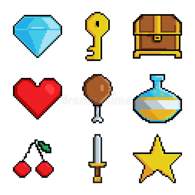 Pixel Graphic Game Objects. 8 Bit Style Pictures for Various Games ... Pixel Graphic Game Objects. 8 Bit Style Pictures for Various Games ...