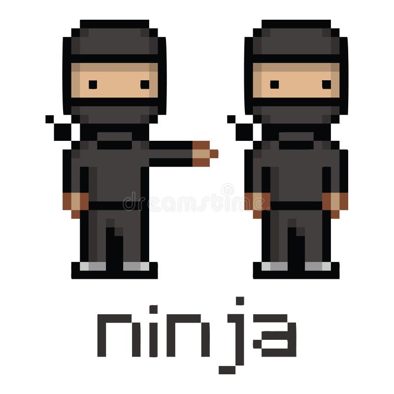 Pixel Art Ninja Character Cute Cartoon Mascot Logo Icon Illustratie ...