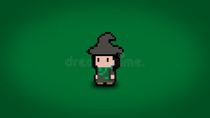 Pixel Green House Wizard Wallpaper - High Res 8 Bit Background Stock ...