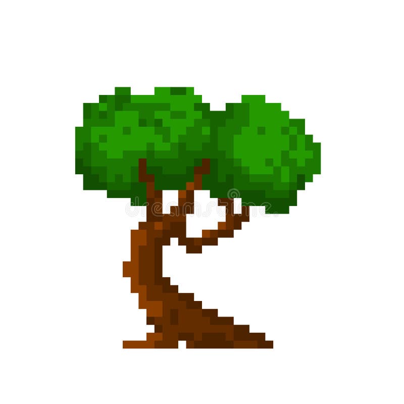 Pixel green summer tree stock illustration. Illustration of render ...