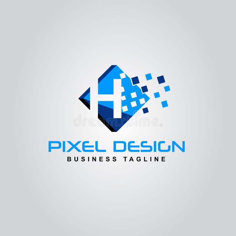 H Pixel Logo Modern Creative Alphabet Letter Design Vector Icon Stock ...