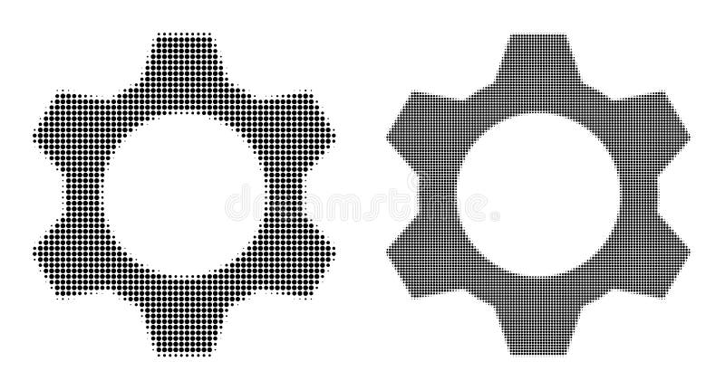 Pixel Halftone Cog Icon stock vector. Illustration of engine - 224453804