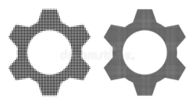 Pixel Halftone Cog Icon stock vector. Illustration of engine - 224453804