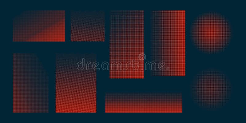Pixel Halftone Texture from Circles Mosaic Set, Vector Grunge Texture ...