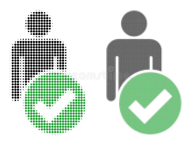 Pixel Halftone Valid Man Figure Icon Stock Vector - Illustration of ...