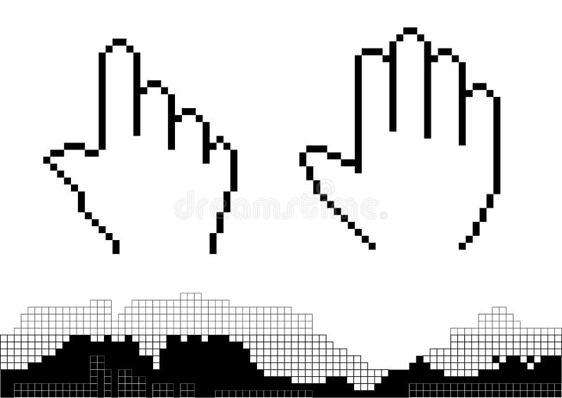 Pixel hand stock vector. Illustration of isolated, icon - 12411771