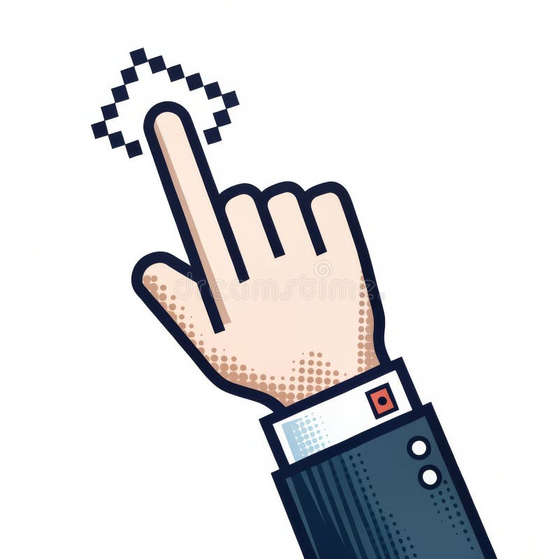 Pixel Hand Cursor Business Click, Vector Illustration, Digital ...