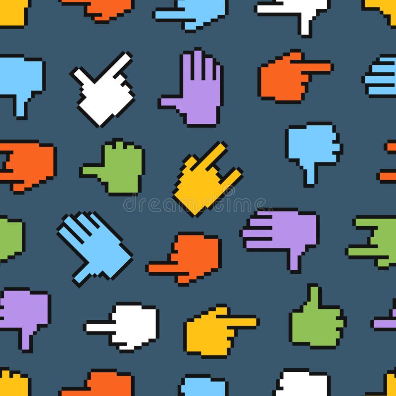 Pixel Hand Cursors Collection Stock Vector - Illustration of button ...