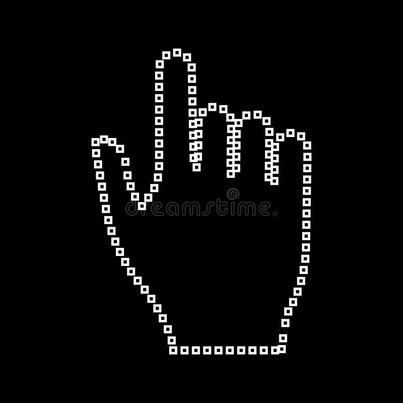 Pixel Hand Black Icon in Circle Outline Stock Vector - Illustration of ...