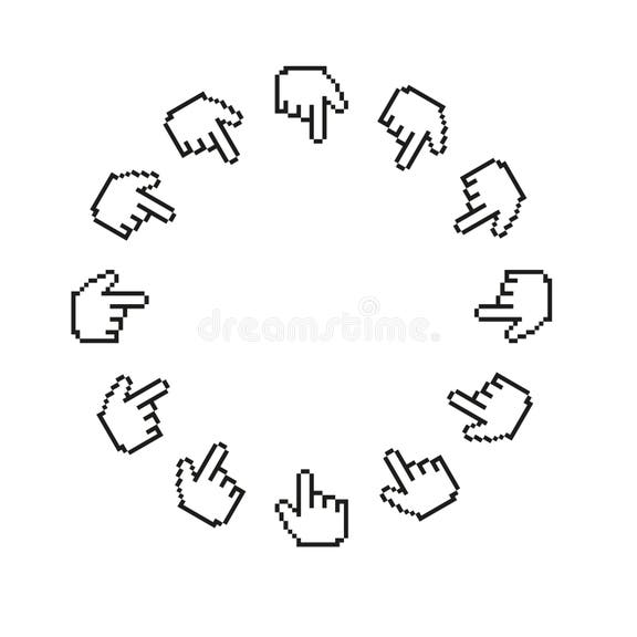 Pixel Hand Pointer Circle Frame. Stock Vector - Illustration of border ...