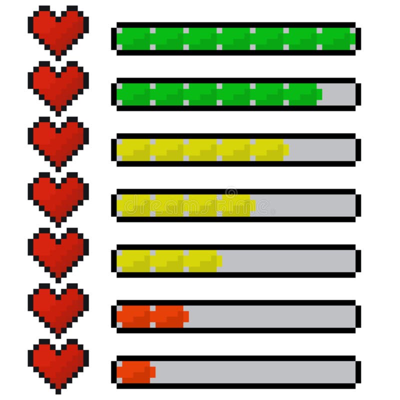 Pixel health bar for games stock illustration. Illustration of games ...
