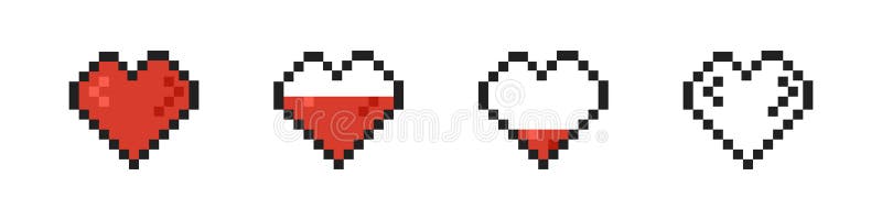 Pixel Heart Collection. Pixelated Hearts Icon Set Stock Vector ...