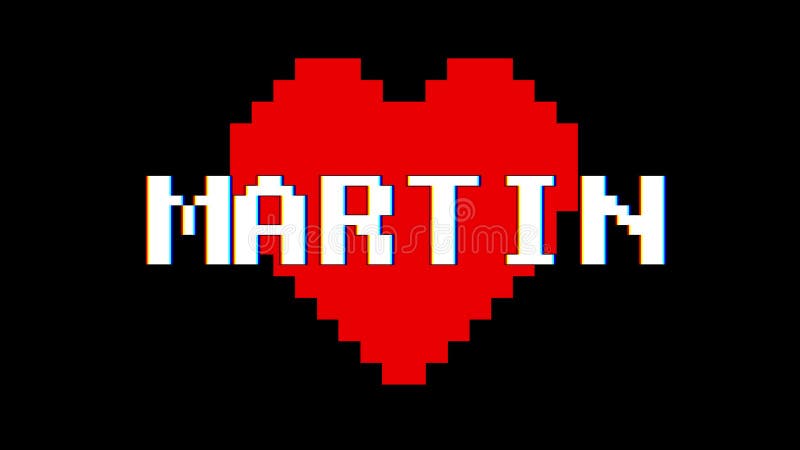 Pixel Heart MARTIN Word Text Glitch Interference Screen Seamless Loop ...