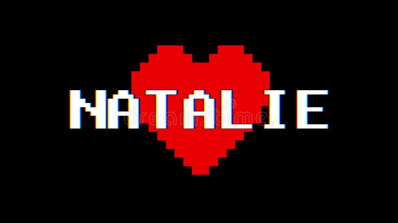 Pixel Heart NATALIE Word Text Glitch Interference Screen Seamless Loop ...