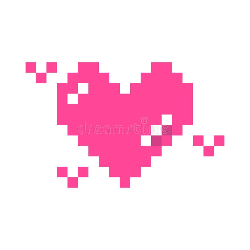 Pixel Heart Pink 8 Bit for Poster, Print, Design, Elements Stock Vector ...