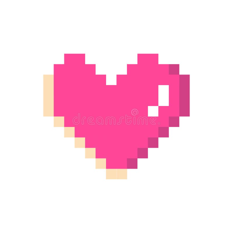 Pixel Heart Pink 8 Bit for Poster, Print, Design, Elements Stock Vector ...