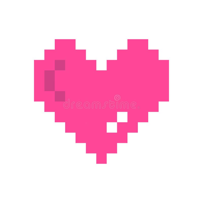 Pixel Heart Pink 8 Bit for Poster, Print, Design, Elements Stock Vector ...