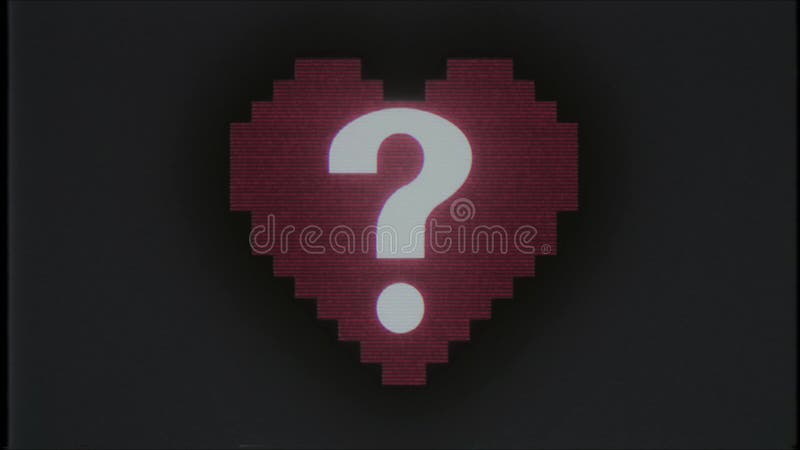 Pixel Heart with Question Mark Symbol Glitch Interference Old Tv Vhs ...