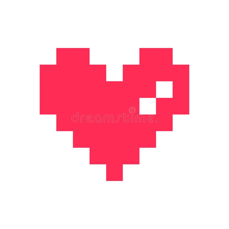 Pixel Heart Red 8 Bit for Poster Pattern, Print, Design, Elements Stock ...