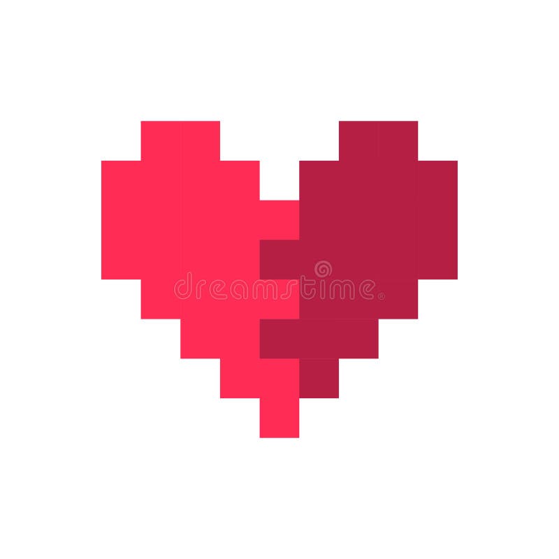 Pixel Heart Red 8 Bit for Poster Pattern, Print, Design, Elements Stock ...