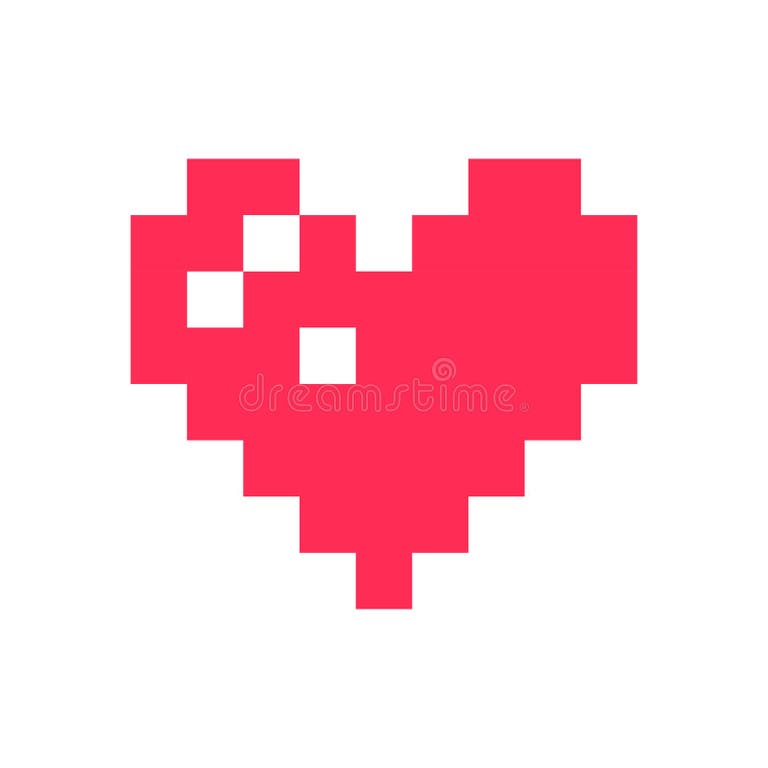 Pixel Heart Red 8 Bit for Poster Pattern, Print, Design, Elements Stock ...