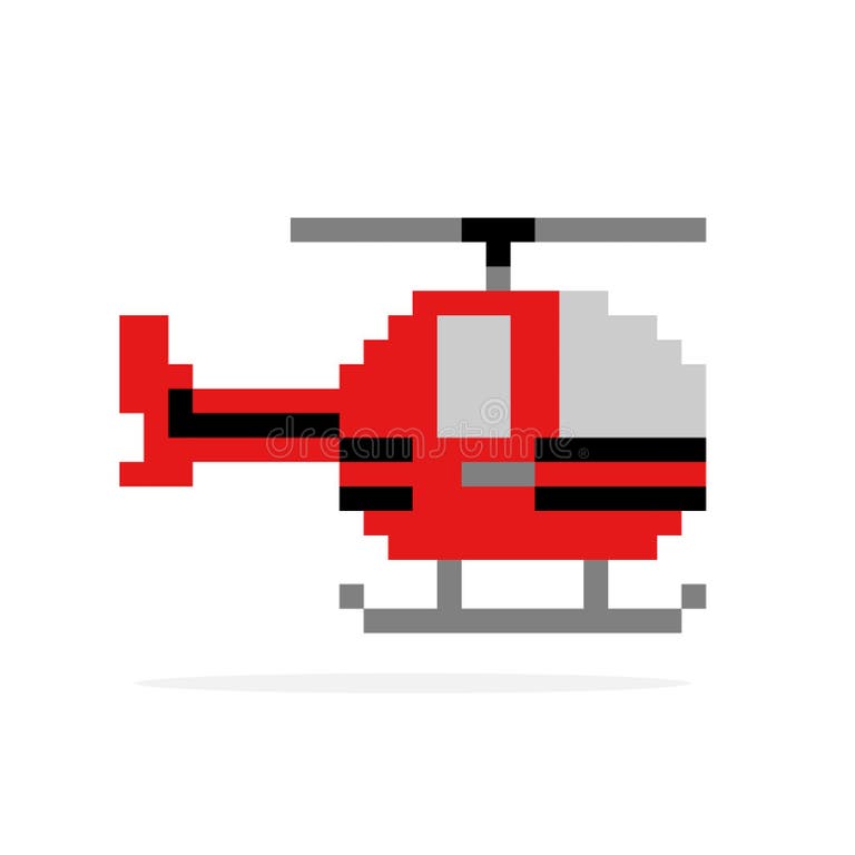 Pixel Helicopter Image 8 Bit Game Stock Vector - Illustration of flight ...