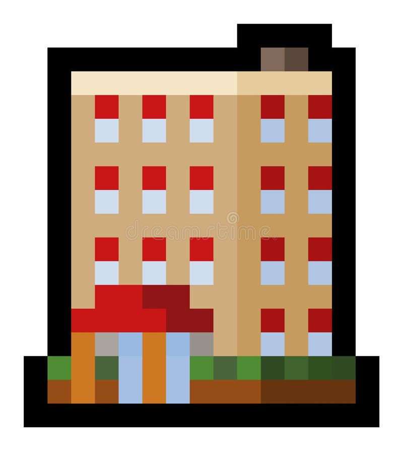 Pixel Hotel Building - Isolated 8 Bit Vector Stock Vector ...