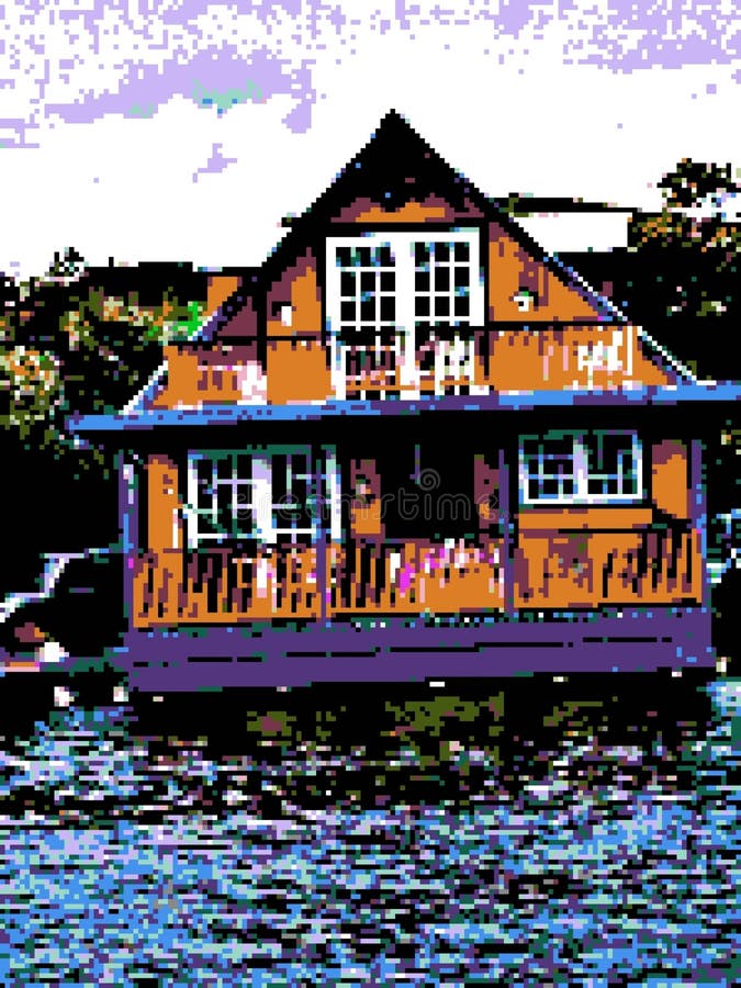 Pixel House for Games Icon in White Background. Stock Illustration ...