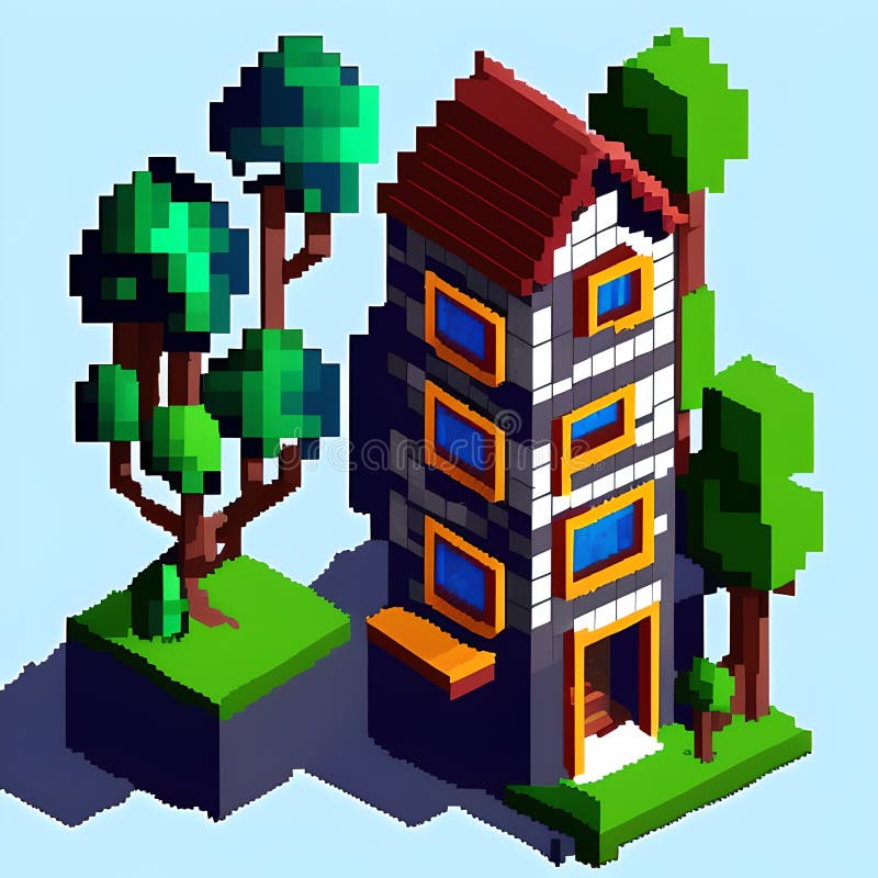 Pixel House, Generative AI Illustration Stock Illustration ...