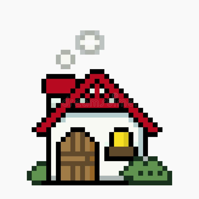 Pixel House for Games Icon in White Background. Stock Illustration ...