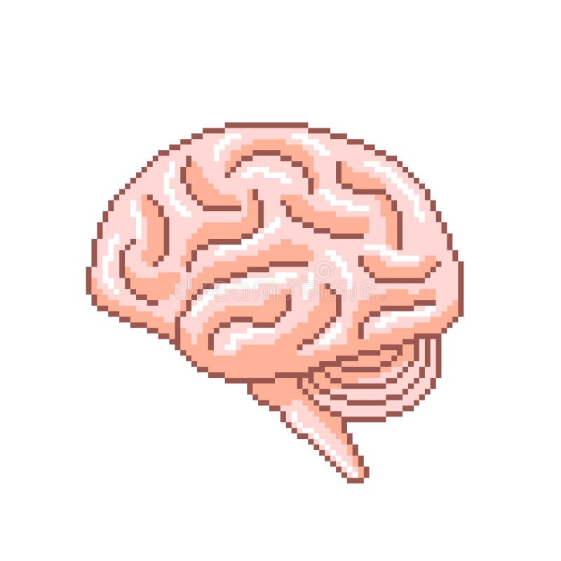 Pixel Human Brain Profile Detailed Illustration Isolated Vector Stock ...