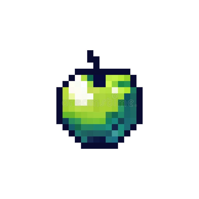 Pixel Icon Apple Vector. Logo Fruit Green Apple. Icon Fruit Pixel. 8 ...