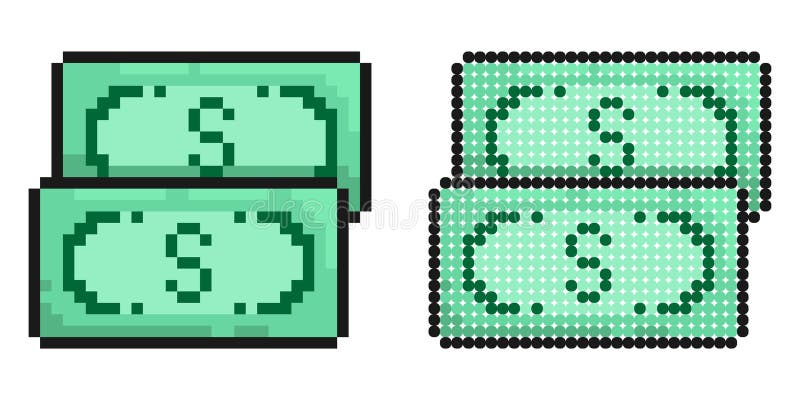 Pixel Icon. Bundle of Dollars. Saving Money and Using Cash. Simple ...