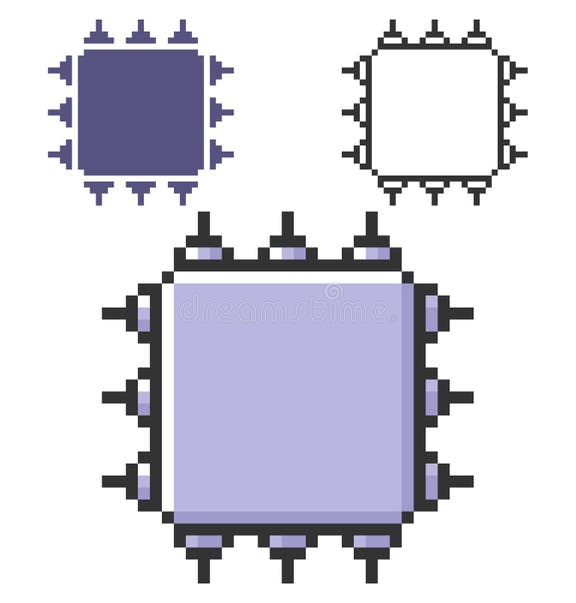 Pixel Icon of Central Processing Unit in Three Variants Stock Vector ...