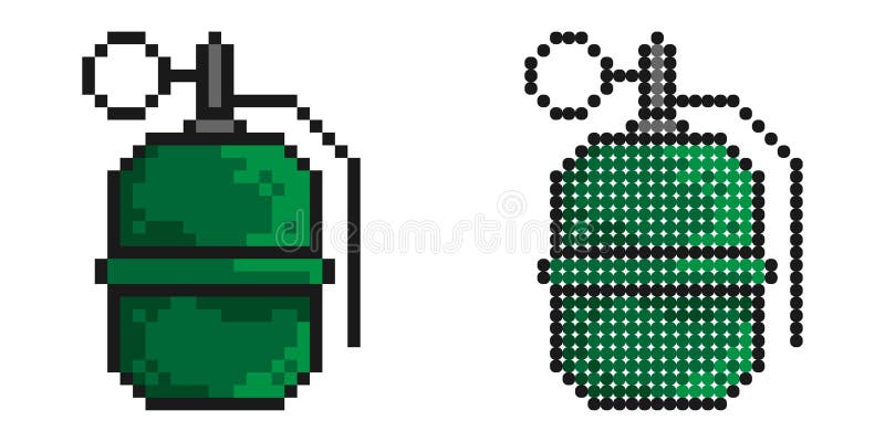 Pixel Icon. Combat Offensive Defensive Grenade with Ring. Explosive ...