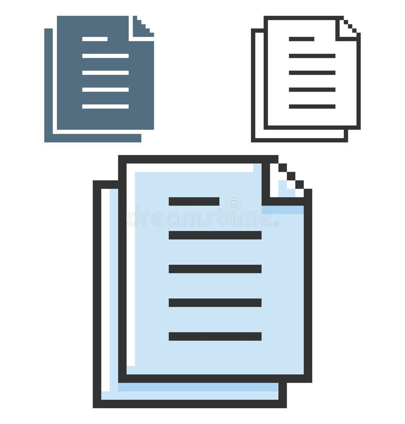 Pixel Icon of Documents Stack Stock Vector - Illustration of ...
