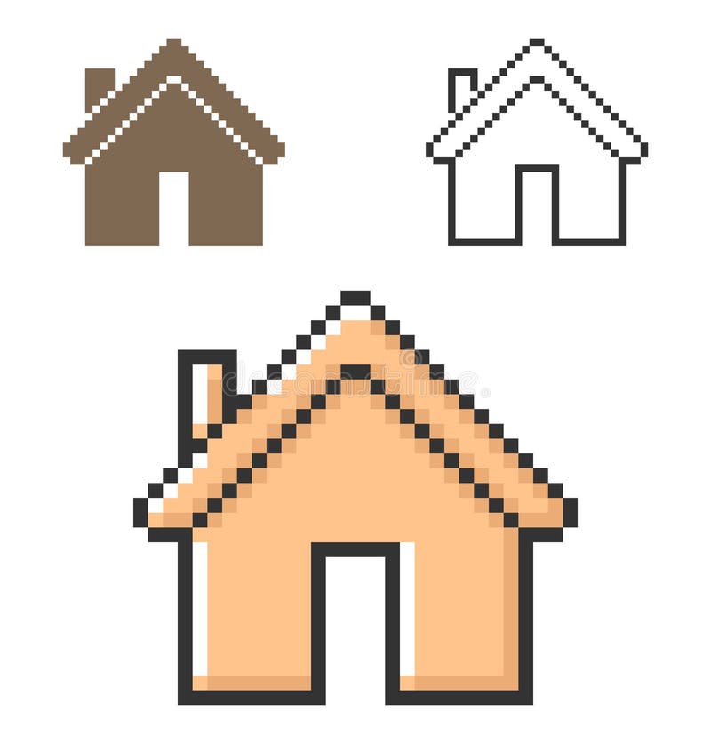 Pixel icon of home stock vector. Illustration of front - 124065662