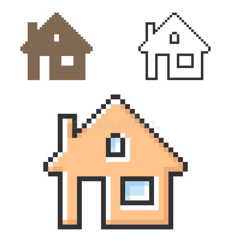 Pixel icon of home stock vector. Illustration of black - 123561969