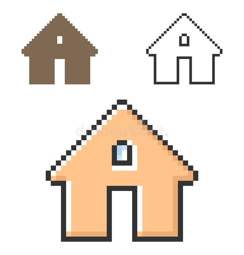 Pixel icon of home stock vector. Illustration of exterior - 123561974