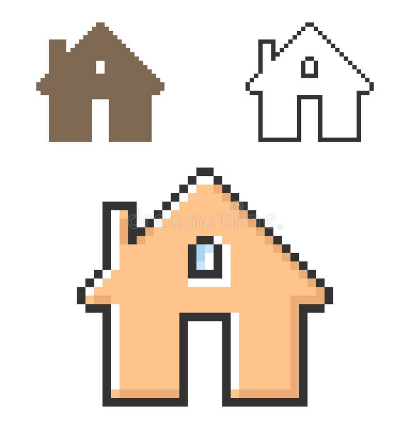 Pixel icon of home stock vector. Illustration of silhouette - 123561991